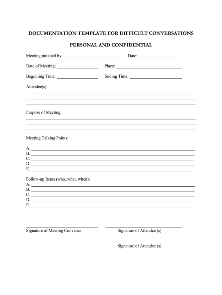 Employee Conversation Documentation Template