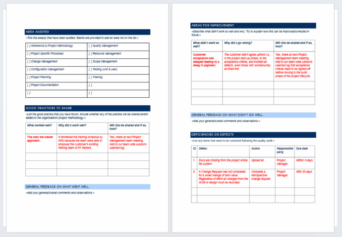 Internal Audit Feedback Survey Template Sample