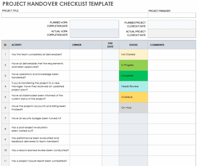 Project Handover Documentation Template