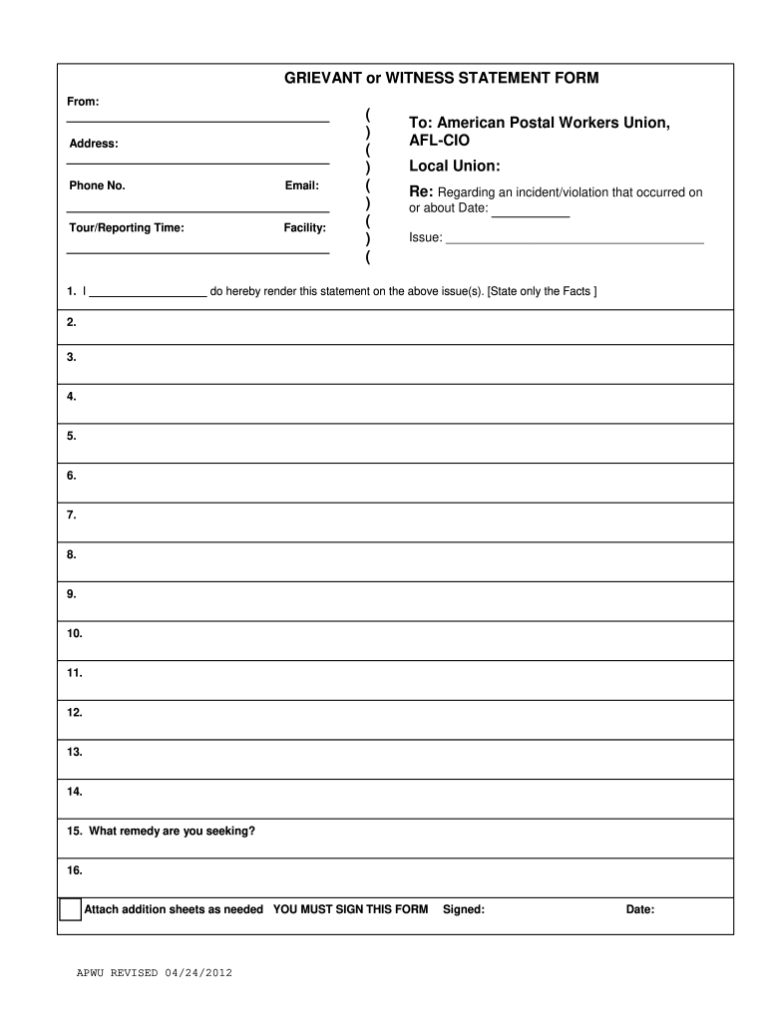 Simple Statement for File Documentation Template
