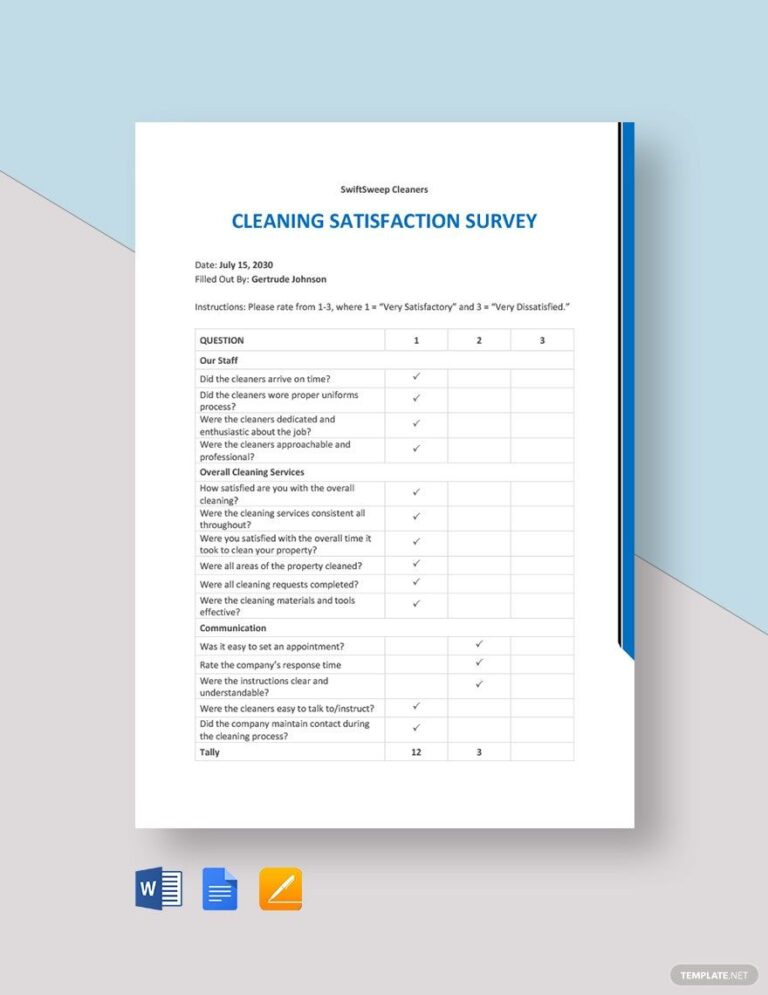 Customer Satisfaction Cleaning Service Survey Template