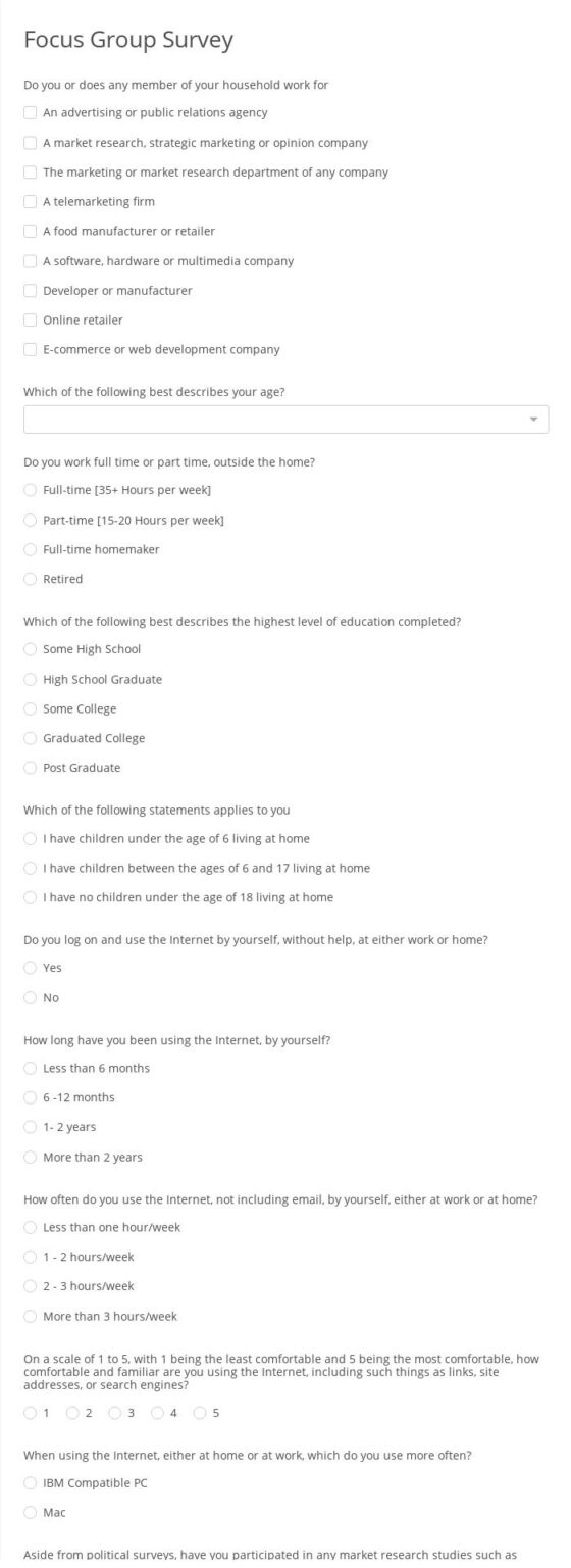 Focus Group Recruitment Survey Template