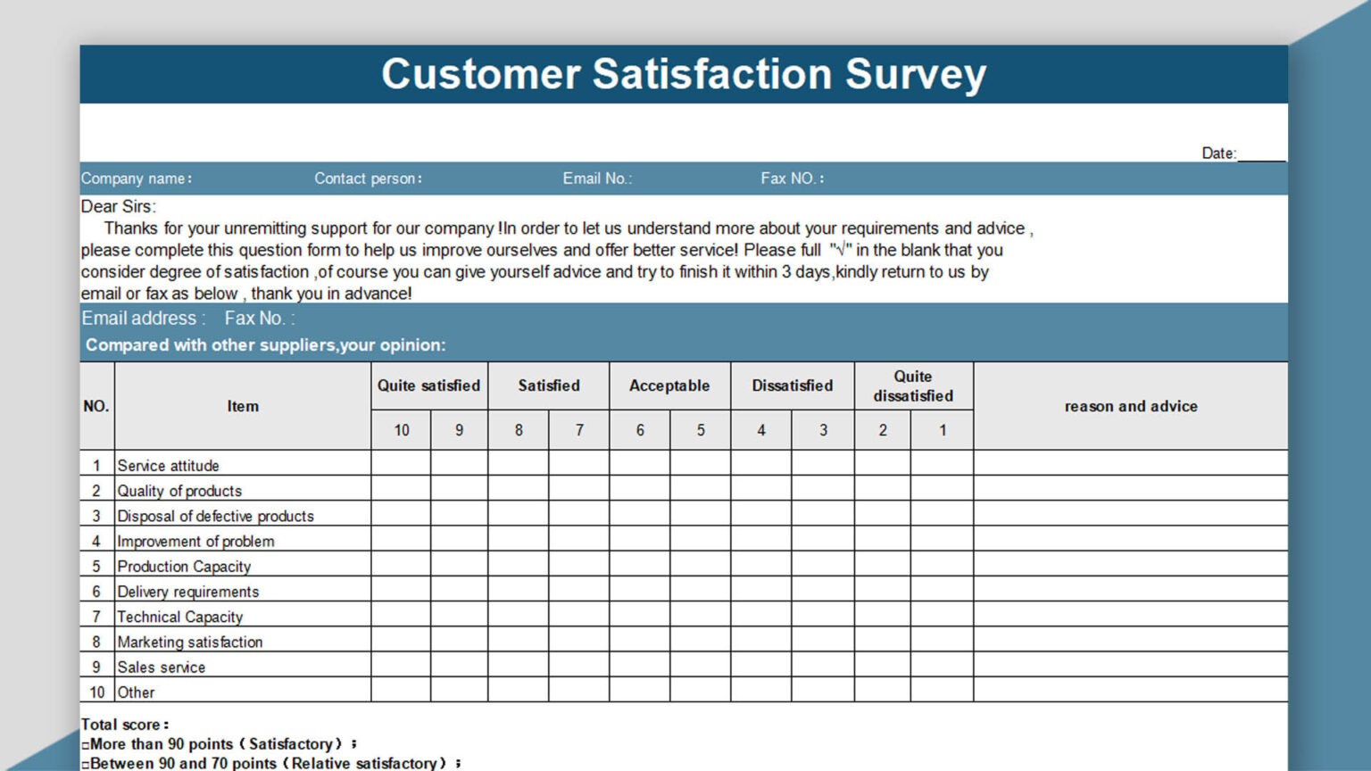 It Project Customer Satisfaction Survey Template