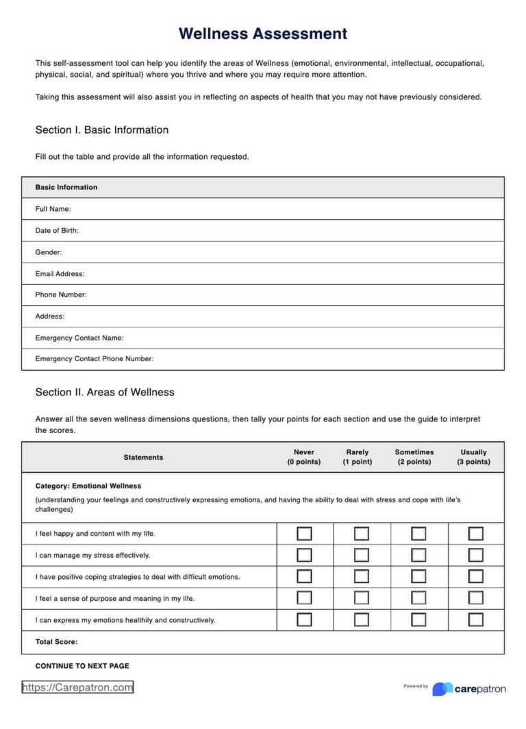 Mental Wellness Evaluation Survey Template