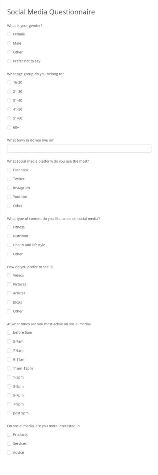 Social Media Usage Survey Template