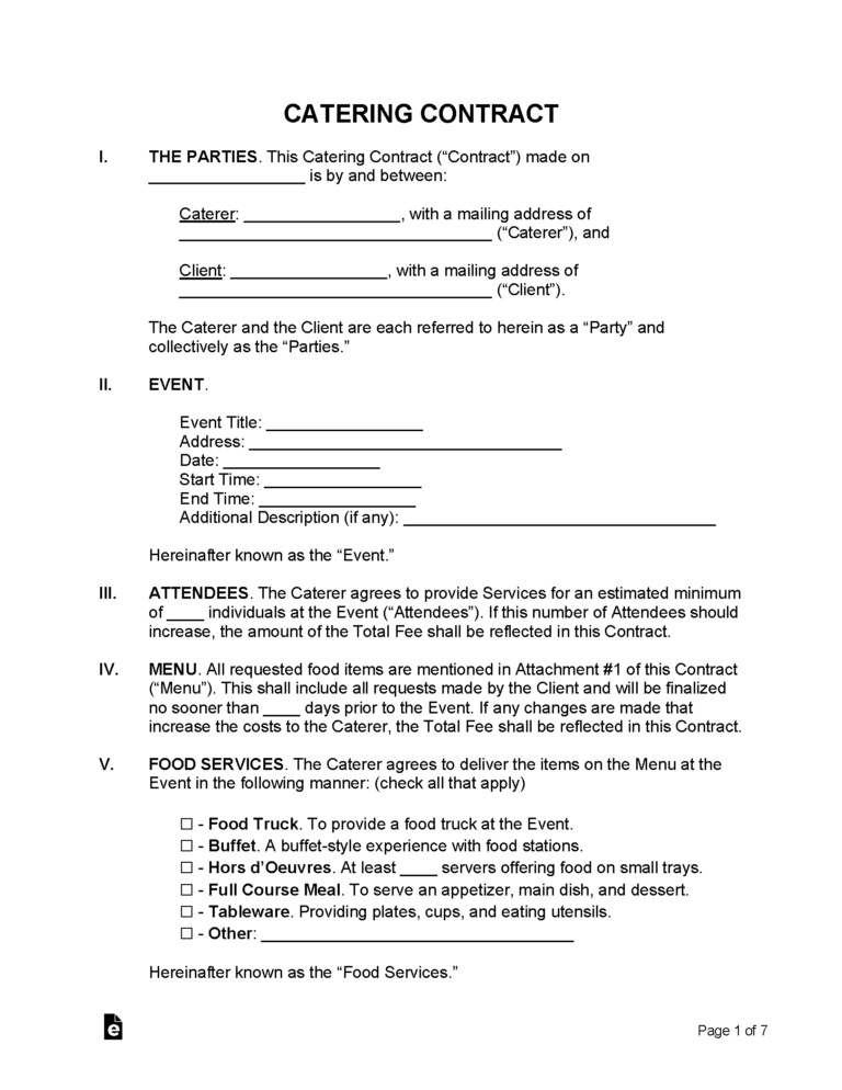 Food Truck Catering Contract Template