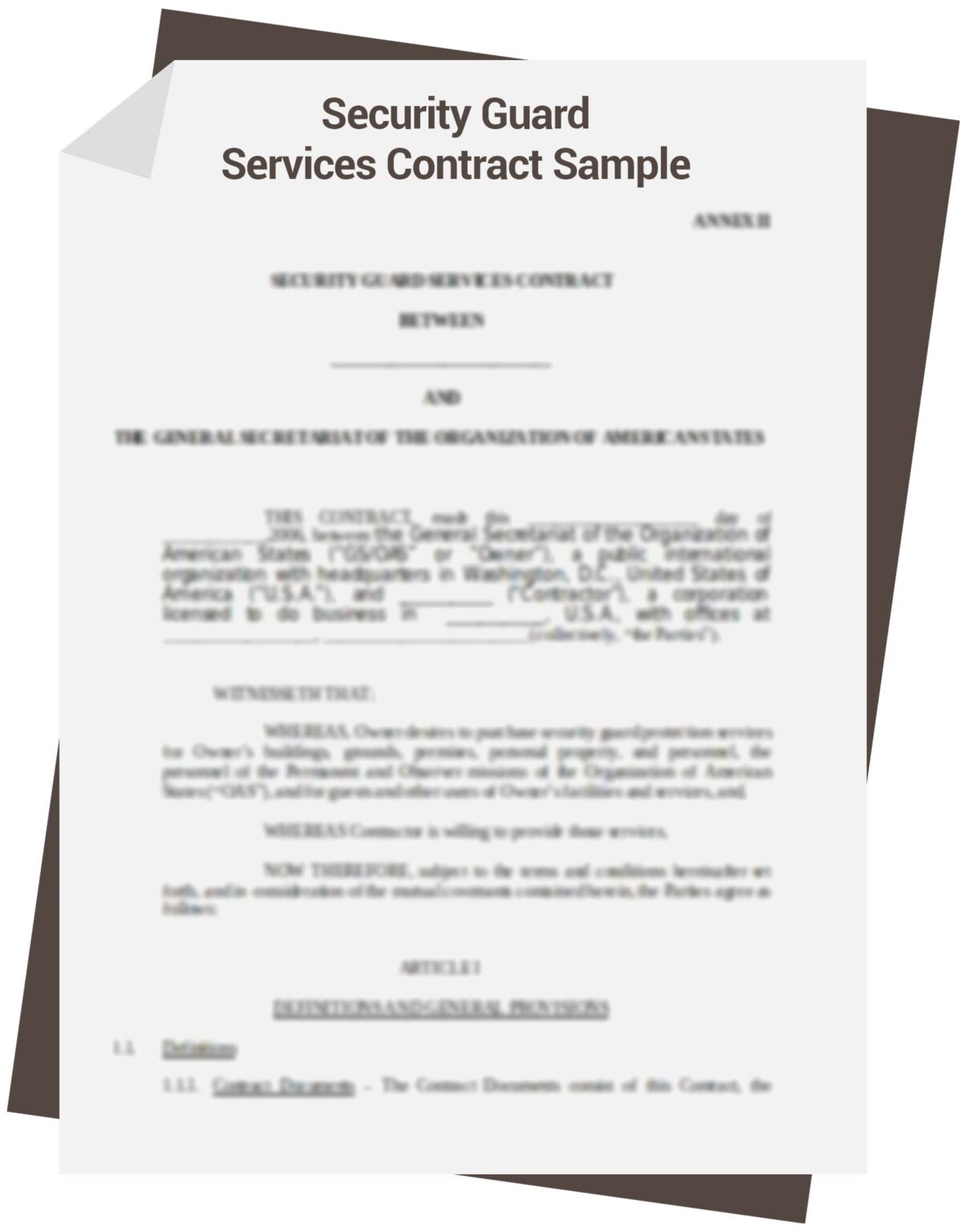 Free Security Guard Contract Template