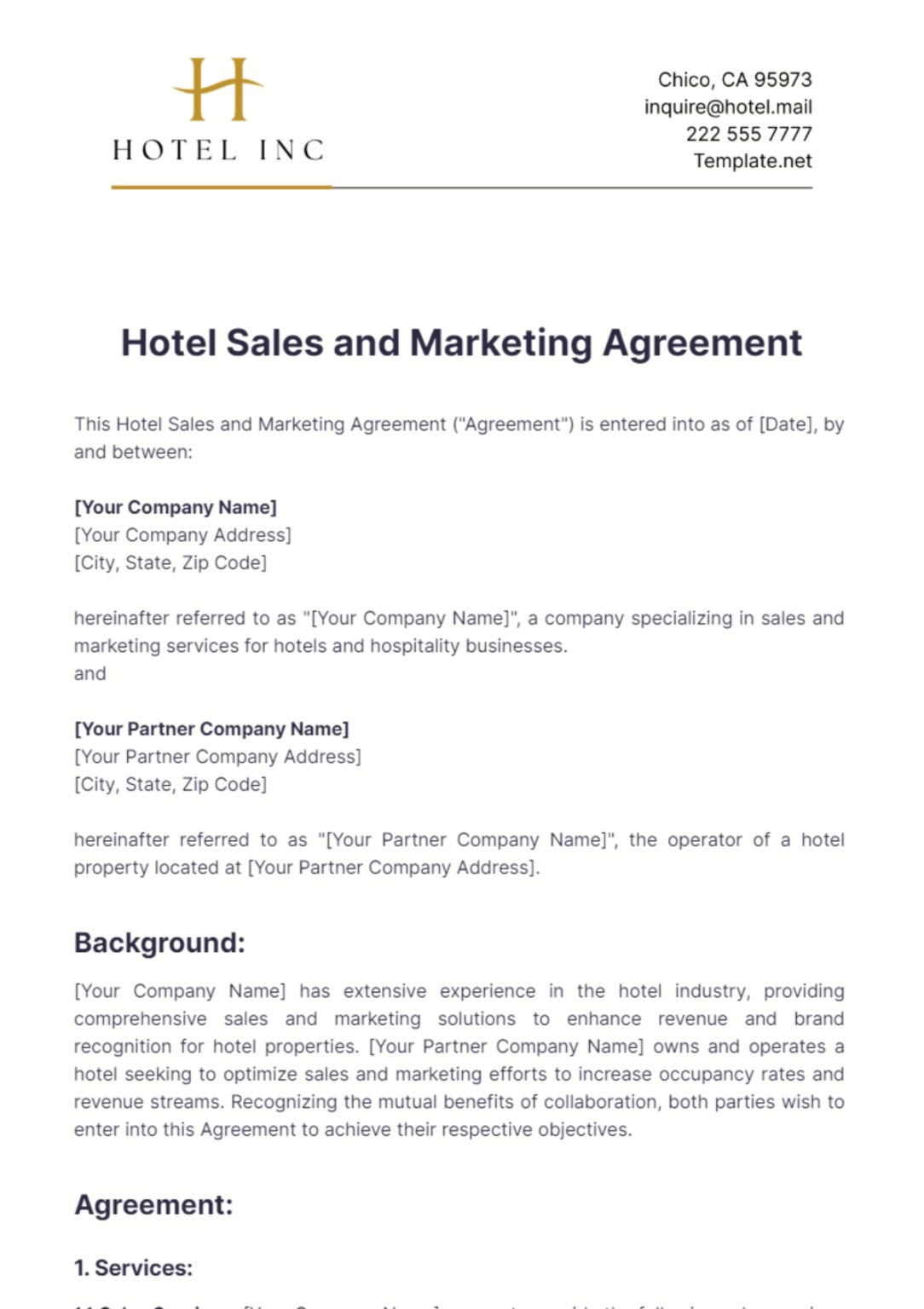 Hotel Group Sales Contract Template