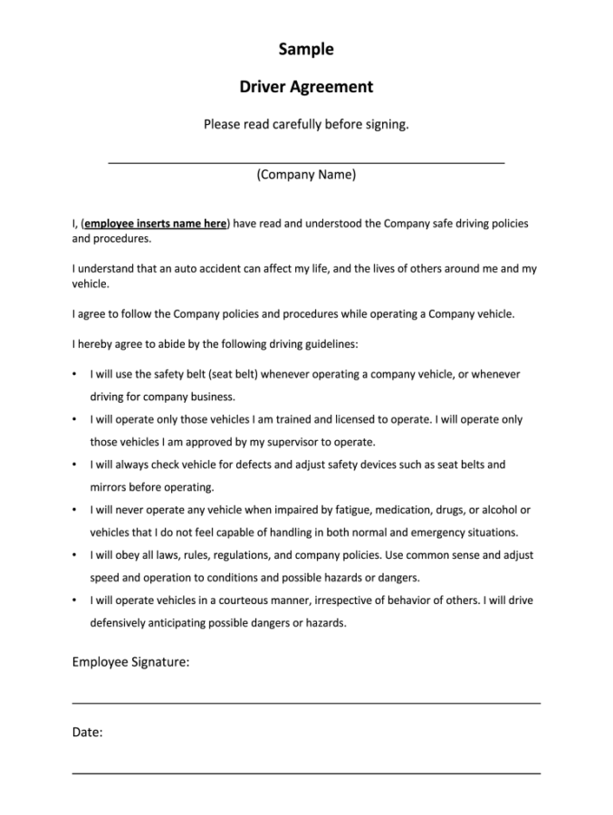 Truck Driver Employment Contract Template