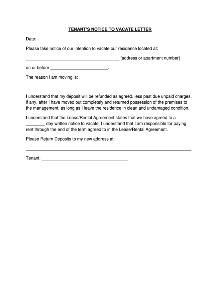 60 Day Move Out Notice Template