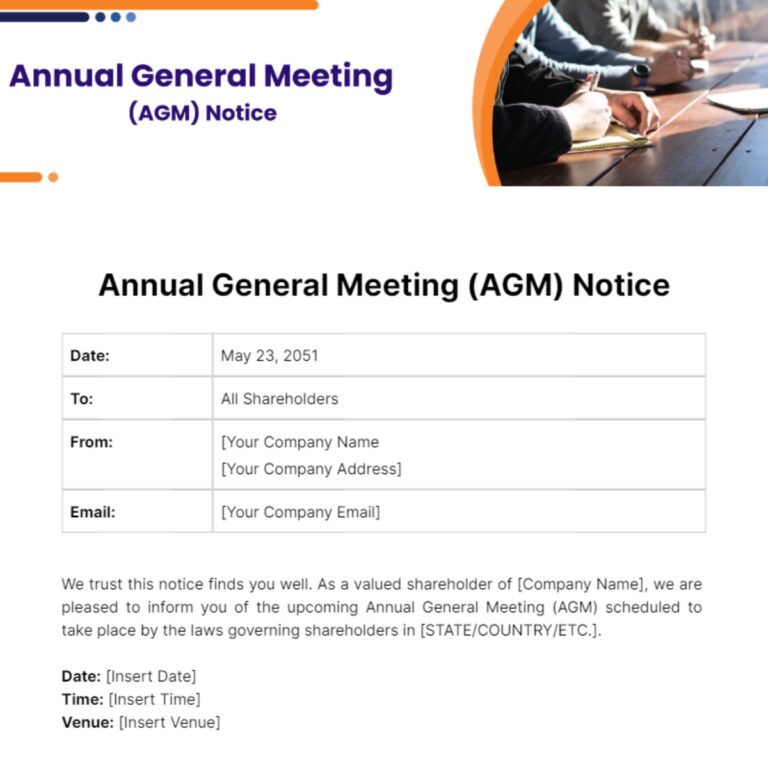 Annual General Meeting Notice Template