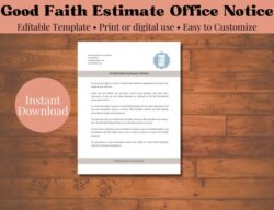 Good Faith Estimate Notice Template