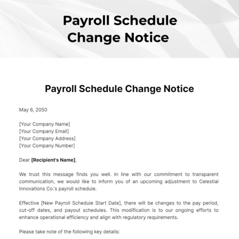 Payroll Frequency Change Notice Template