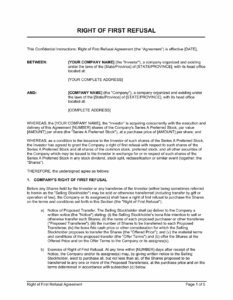 Right of First Refusal Notice Template
