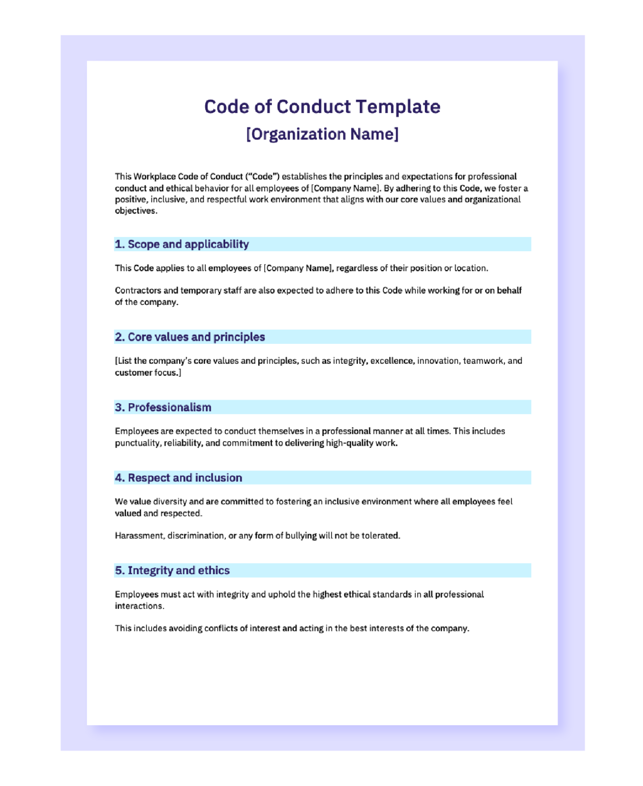 Code of Conduct Contract Template