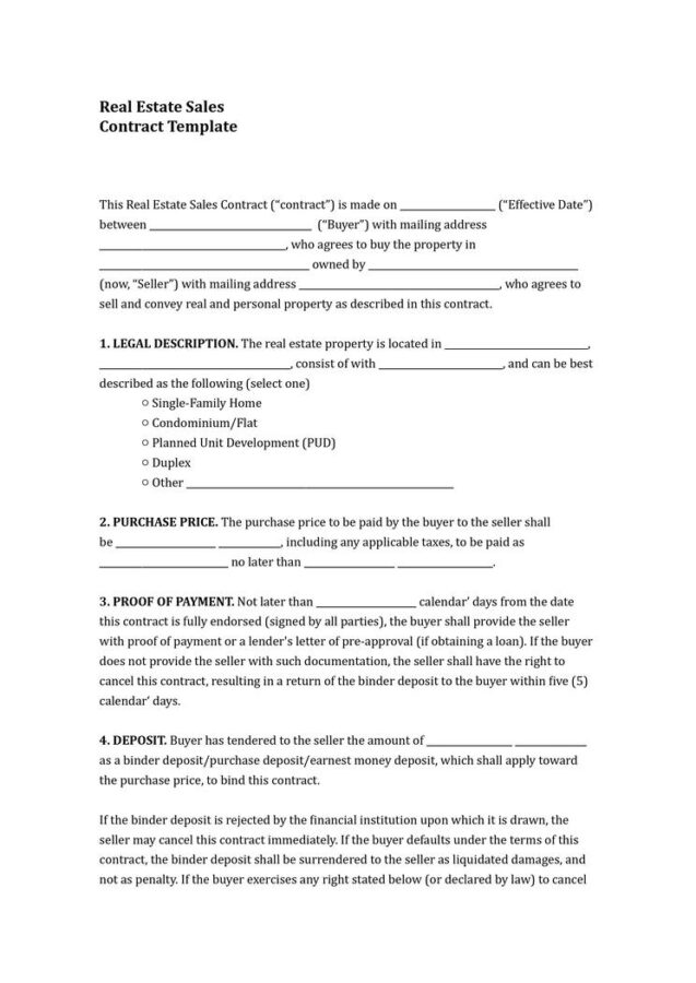 Commercial Real Estate Sales Contract Template