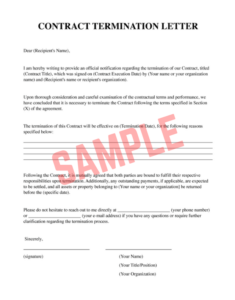 Mutual Termination Of Contract Letter Template